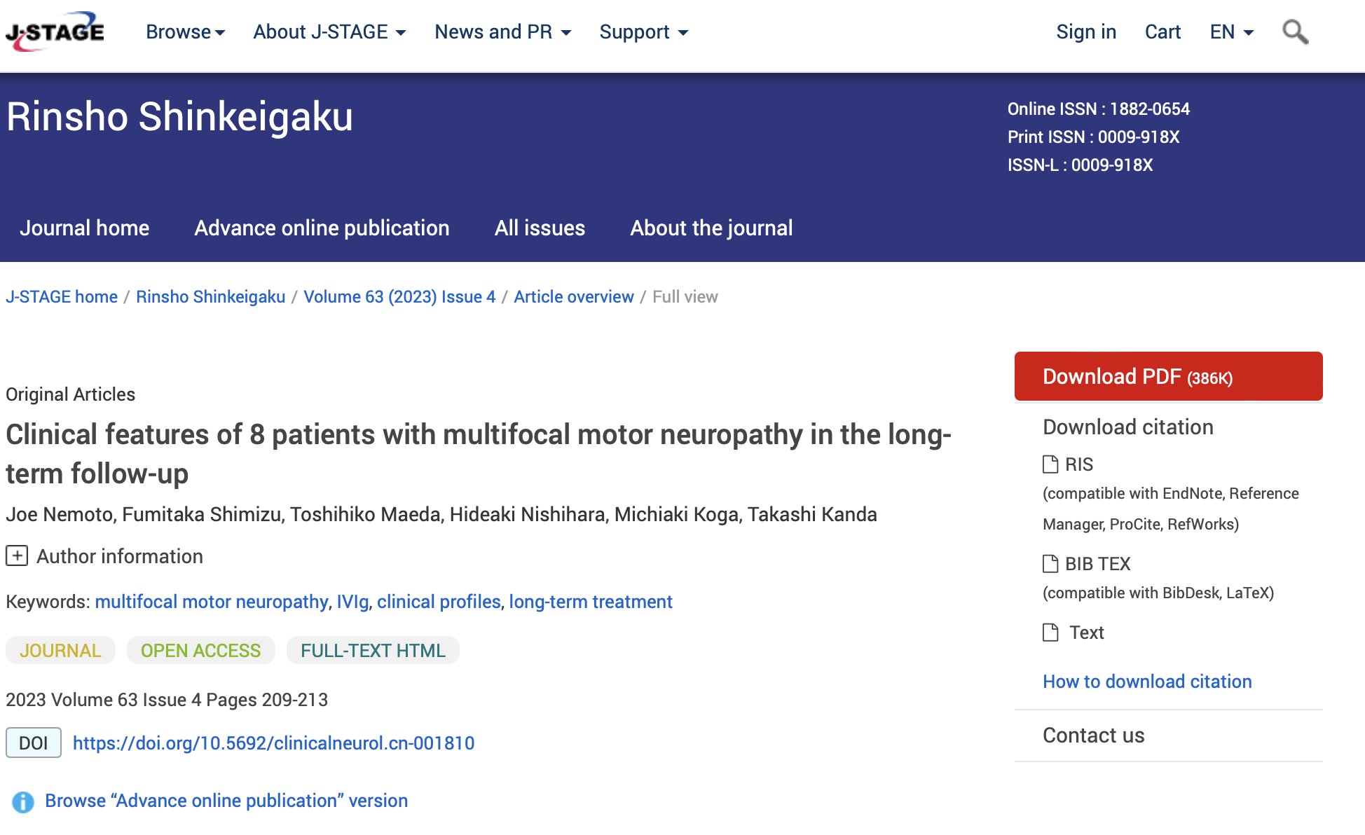 Clinical features of 8 patients with multifocal motor neuropathy in the long-term follow-up ...